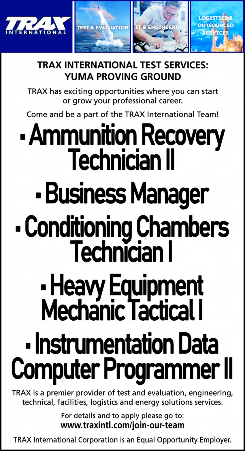 Ammunition Recovery Technician II - Business Manager, Trax ...